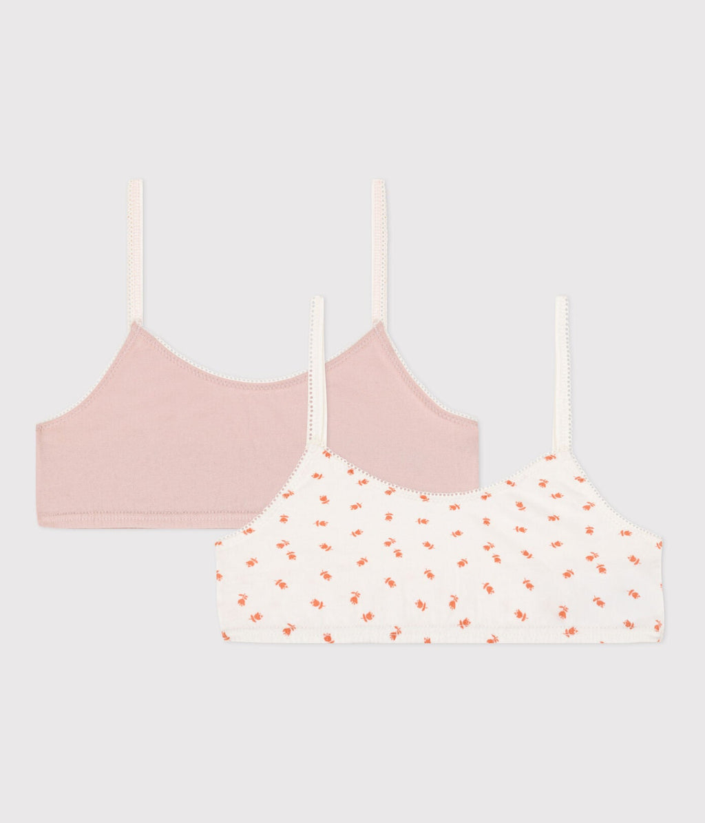 Girls' Flower Cotton and Elastane Bralettes - 2-Pack – Petit Bateau