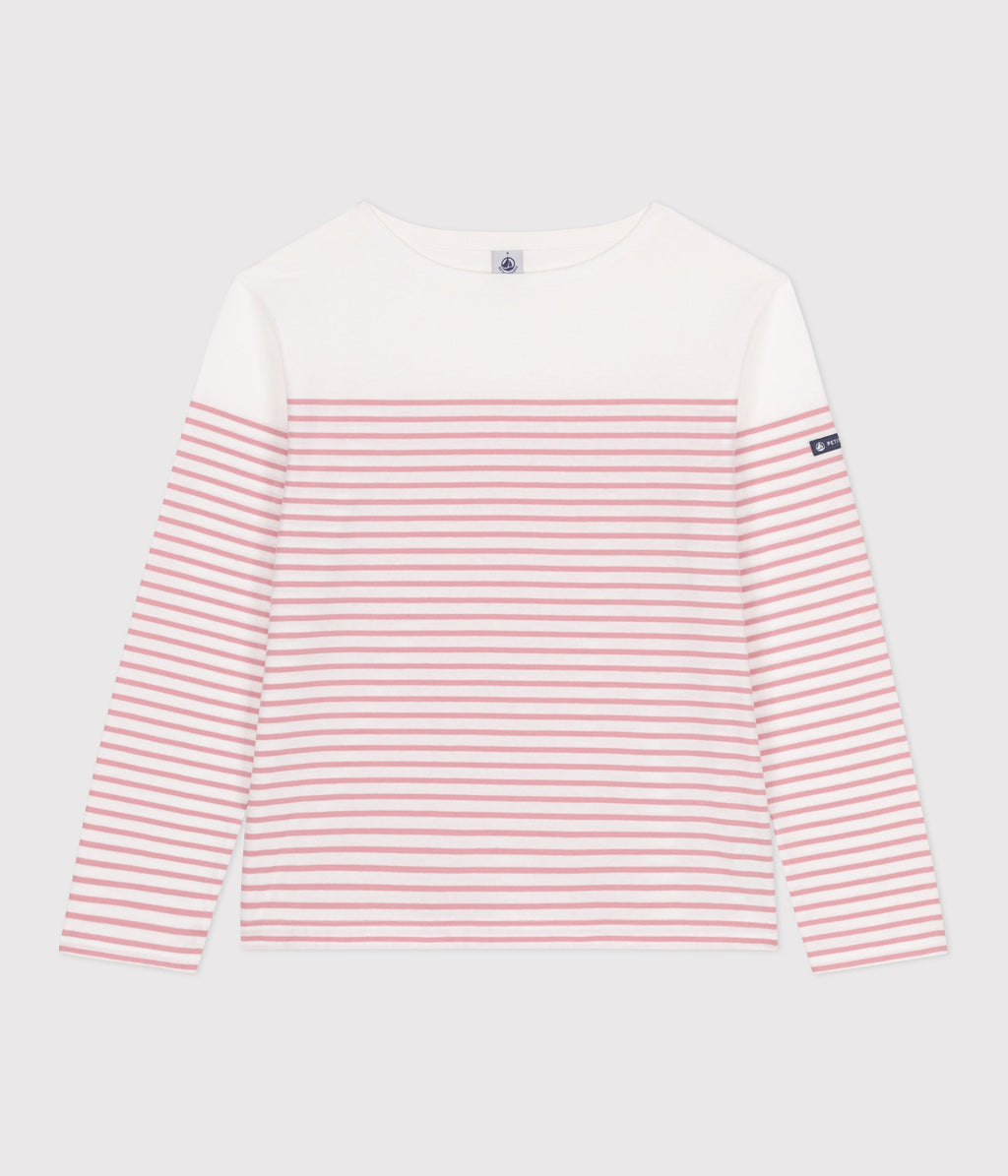 Women's Long-Sleeved Cotton Pink Breton T-shirt – Petit Bateau