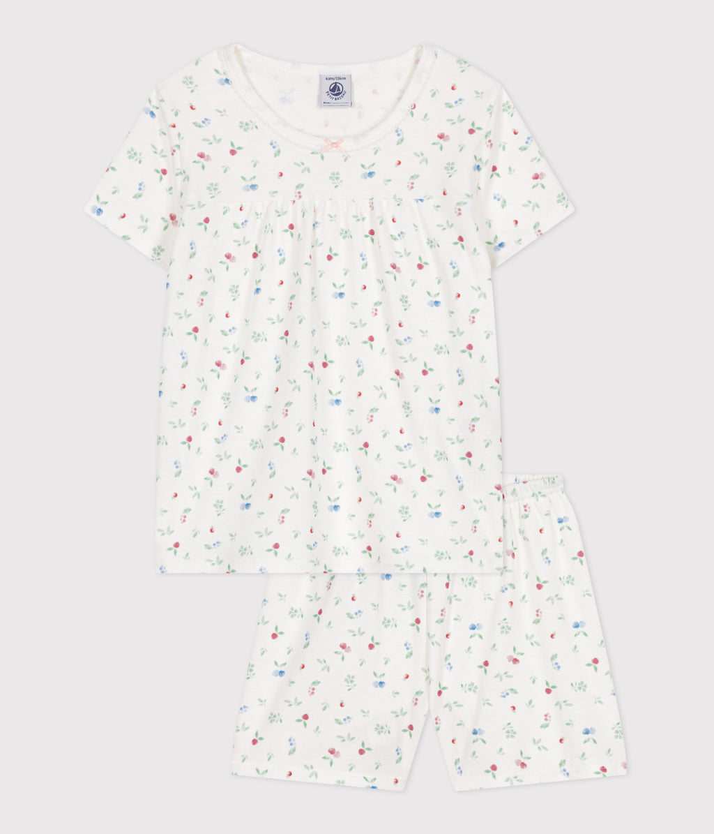 Girl's Short-Sleeved Fruit Pattern Cotton Pyjamas – Petit Bateau