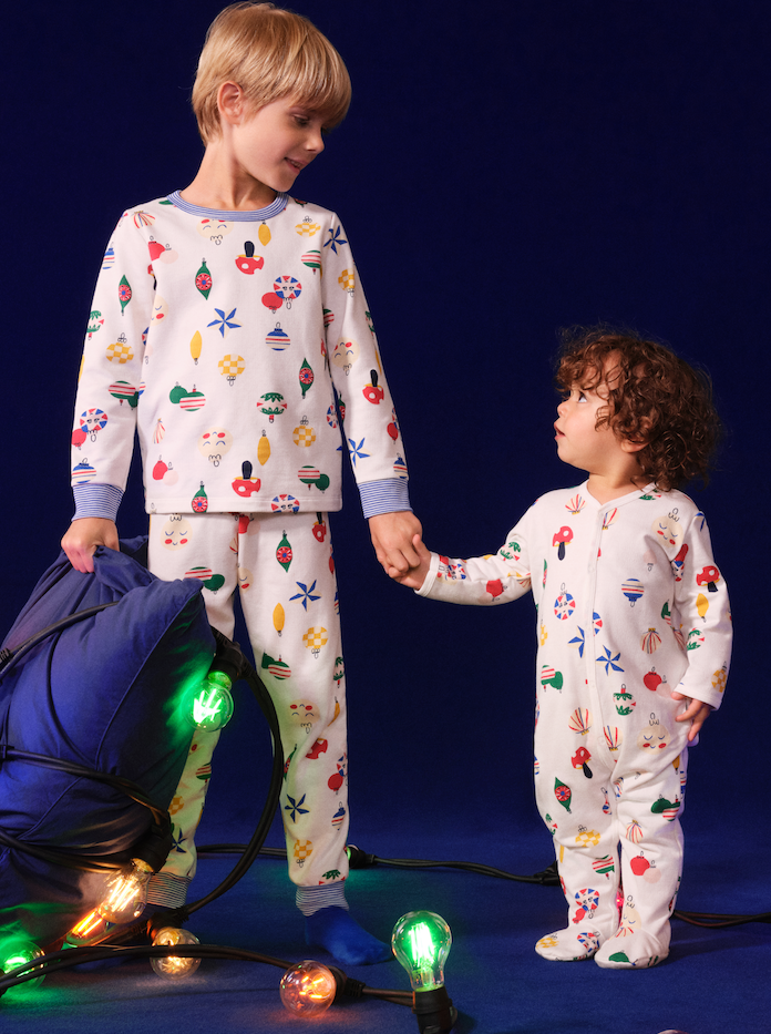 Babies' Brushed Fleece Christmas Bauble Print Pyjamas – Petit Bateau