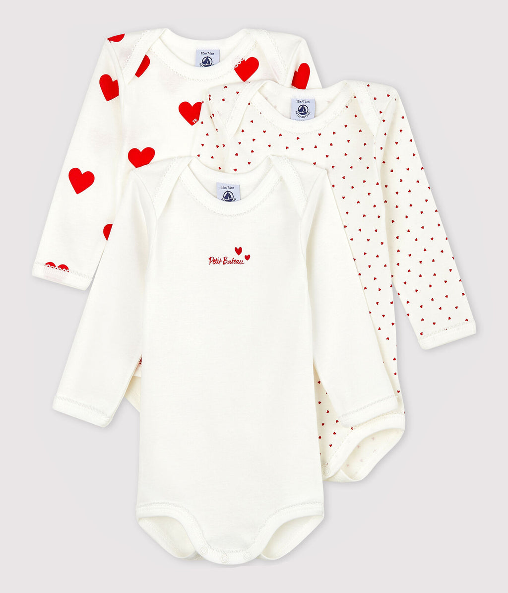 Babies' Long Sleeved Red Heart Body - 3 Pack – Petit Bateau